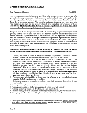 Fillable Online smusd SMHS Student Conduct Letter Fax Email Print ...