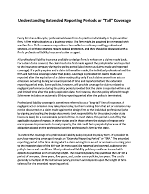 Fillable Online Understanding Extended Reporting Periods or Tail ...