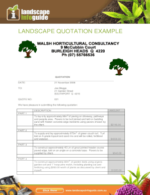 Fillable Online LANDSCAPE QUOTATION EXAMPLE - Landscape Info Guide Fax ...