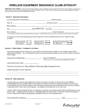 Fillable Online WIRELESS EQUIPMENT INSURANCE CLAIM FAQs Fax Email Print ...