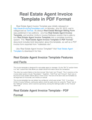 Fillable Online Real Estate Agent Invoice Template in PDF Format Fax ...