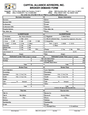 Fillable Online Broker Demand Form - Capital Alliance Fax Email Print ...