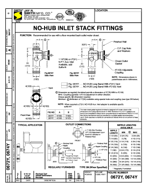 Fillable Online 0672Y 0674Y NO-HUB Inlet Stack Fittings 0672Y 0674Y NO ...