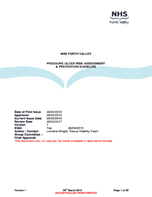 Fillable Online Pressure Ulcer Risk Assessment amp Prevention bb - NHS ...