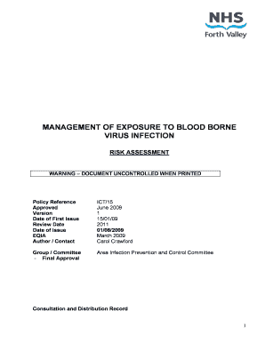 Fillable Online Management of exposure to blood borne virus bb - NHS ...