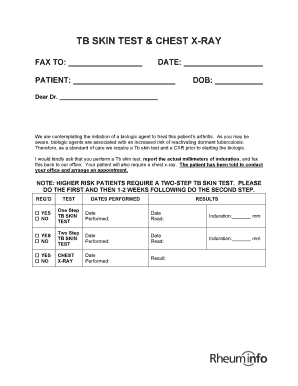 Fillable Online Tb Skin Test and CXR Form - Rheuminfo Fax Email Print ...