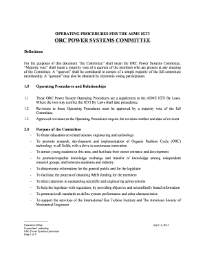Fillable Online kcorc OPERATING PROCEDURES FOR THE ASME IGTI ORC POWER - kcorc Fax Email Print ...