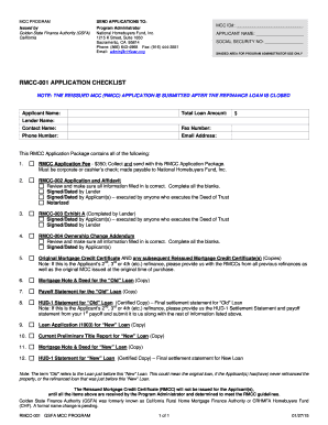 Fillable Online RMCC-001 Application Checklist Fax Email Print - pdfFiller