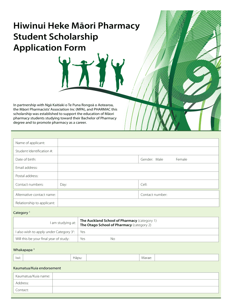 Fillable Online pharmac health Hiwinui Heke scholarship application ...