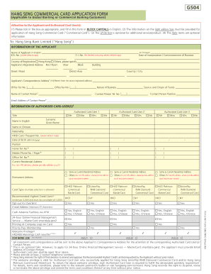 Fillable Online HANG SENG COMMERCIAL CARD bAPPLICATIONb FORM Fax Email ...