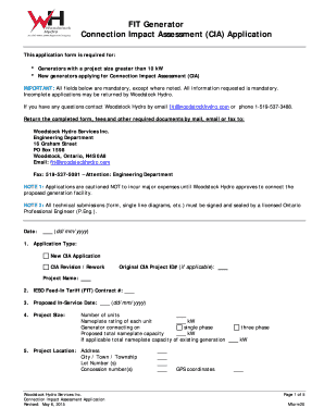 Fillable Online FIT Generator Connection Impact Assessment CIA ...