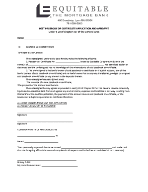 Fillable Online LOST PASSBOOK OR CERTIFICATE APPLICATION AND Fax Email ...