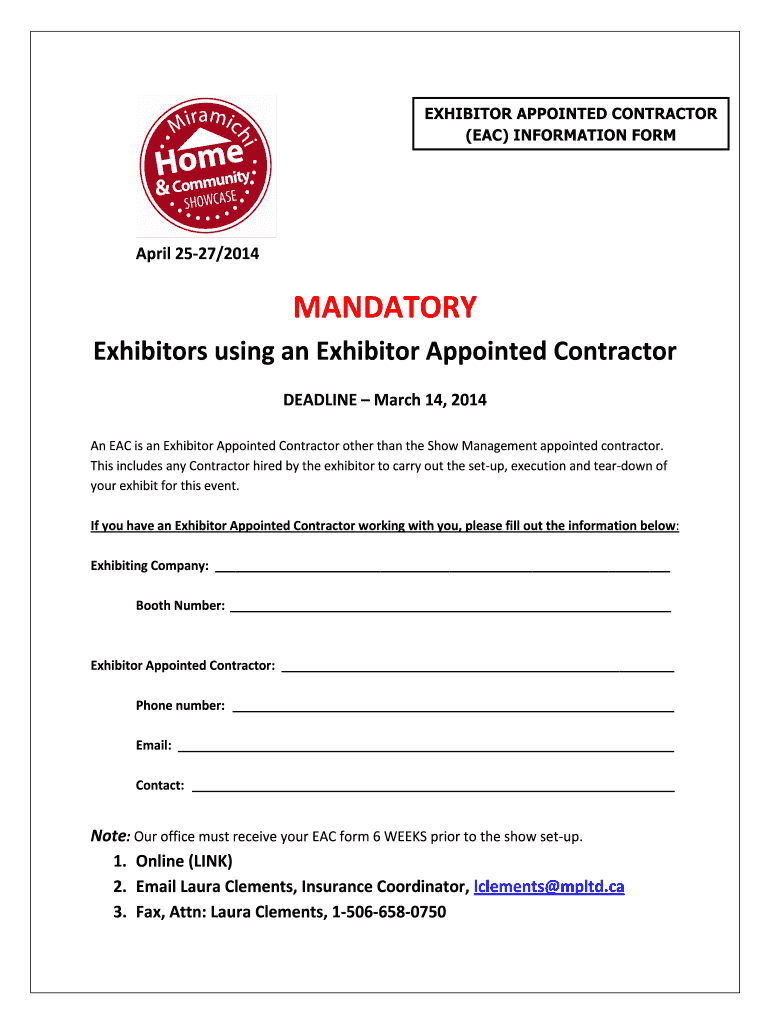 Fillable Online (EAC) INFORMATION FORM Fax Email Print - pdfFiller