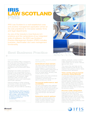 Fillable Online IRIS Law Scotland PMS data sheet - Advanced Legal Fax ...