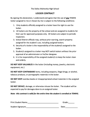 Fillable Online LOCKER CONTRACT Fax Email Print - pdfFiller