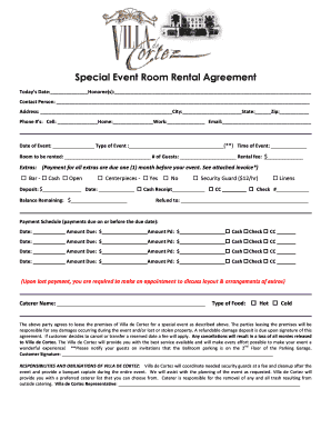 Fillable Online Special Event Room Rental Agreement Fax Email Print ...