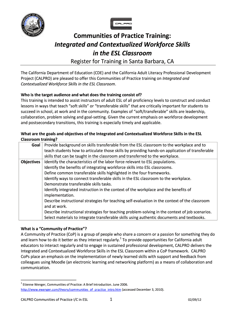 Fillable Online calpro-online in the ESL Classroom Fax Email Print - pdfFiller