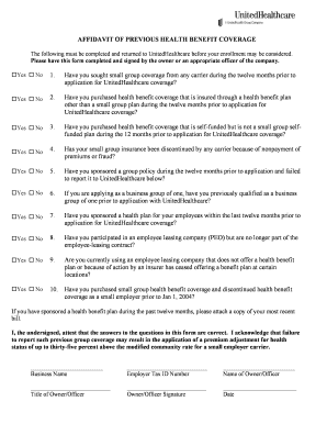 Fillable Online Previous Health Affidavit Fax Email Print - pdfFiller