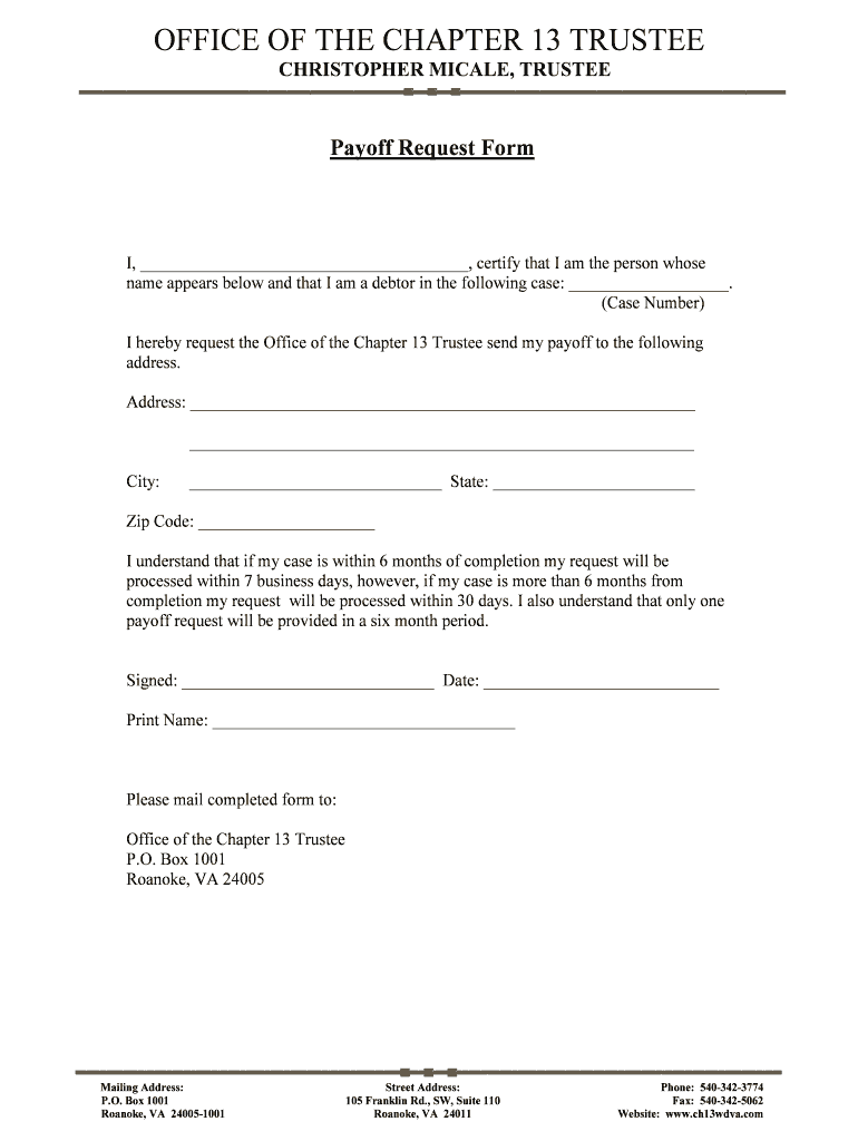 Fillable Online Payoff Request Form.doc Fax Email Print - pdfFiller