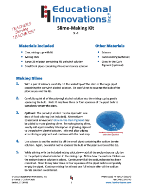Fillable Online Slime-Making Kit Fax Email Print - pdfFiller