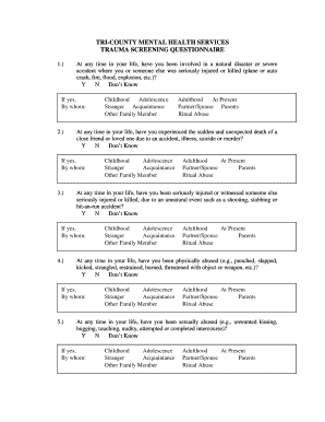 Fillable Online TRAUMA SCREENING QUESTIONNAIRE Fax Email Print - pdfFiller