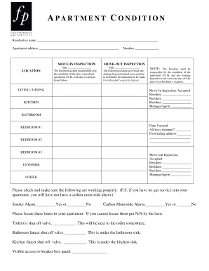 Fillable Online Apartment Condition Report PDF Fax Email Print - pdfFiller