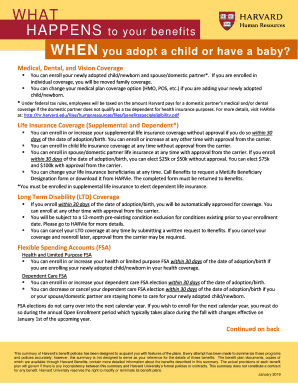 Fillable Online What Happens When You Have a Baby - Harvard University ...