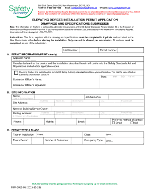 Fillable Online ELEVATING DEVICES INSTALLATION PERMIT bAPPLICATIONb bb ...