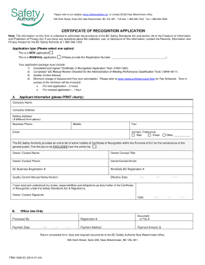 Fillable Online CERTIFICATE OF RECOGNITION APPLICATION Fax Email Print ...