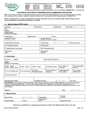 Fillable Online Electrical FSR Exam Application FRM-1013-08.doc Fax ...