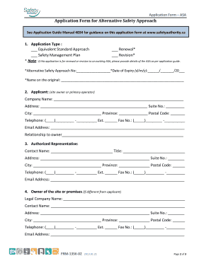 Fillable Online Alternative Safety Approaches bApplicationb Form FRM ...