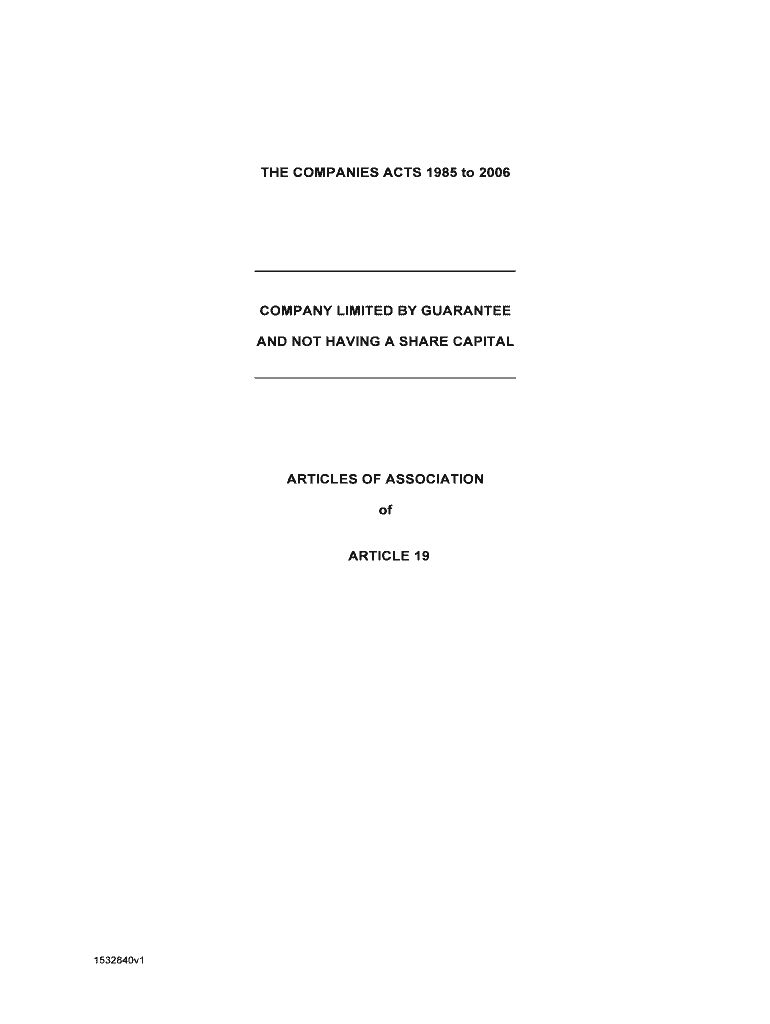 Fillable Online article19 ARTICLE 19 Articles of Association ...