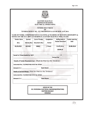 Fillable Online e rly hwh electrical tender form Fax Email Print ...