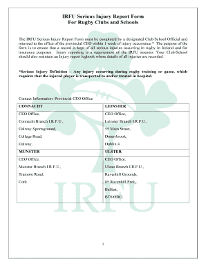 Fillable Online IRFU Serious Injury Report Form - Fax Email Print ...