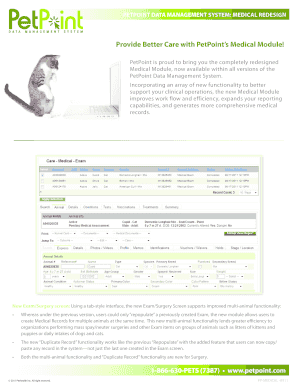 Fillable Online PetPoint DATA MANAGEMENT SYSTEM: MEDICAL REDESIGN Fax ...