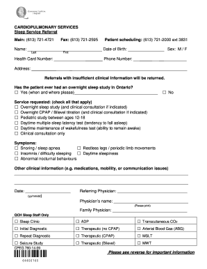 Fillable Online qch on Sleep Lab Requisition Form - qch on Fax Email ...