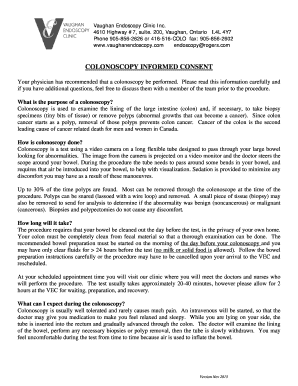 Fillable Online COLONOSCOPY INFORMED CONSENT - Vaughan Fax Email Print ...