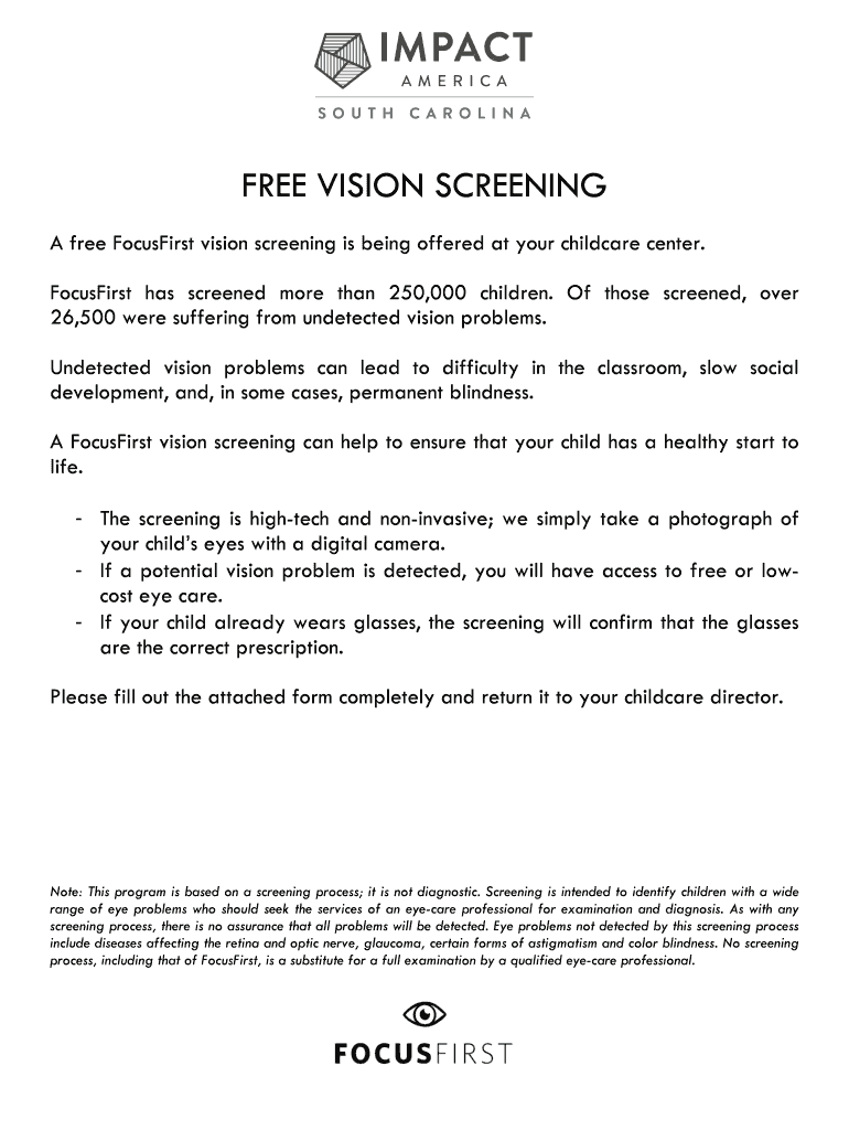 Fillable Online FREE VISION SCREENING Fax Email Print - pdfFiller