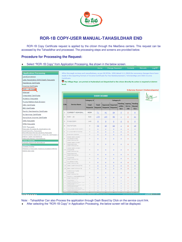 Fillable Online ROR-1B COPY-USER MANUAL-TAHASILDHAR END Fax Email Print ...