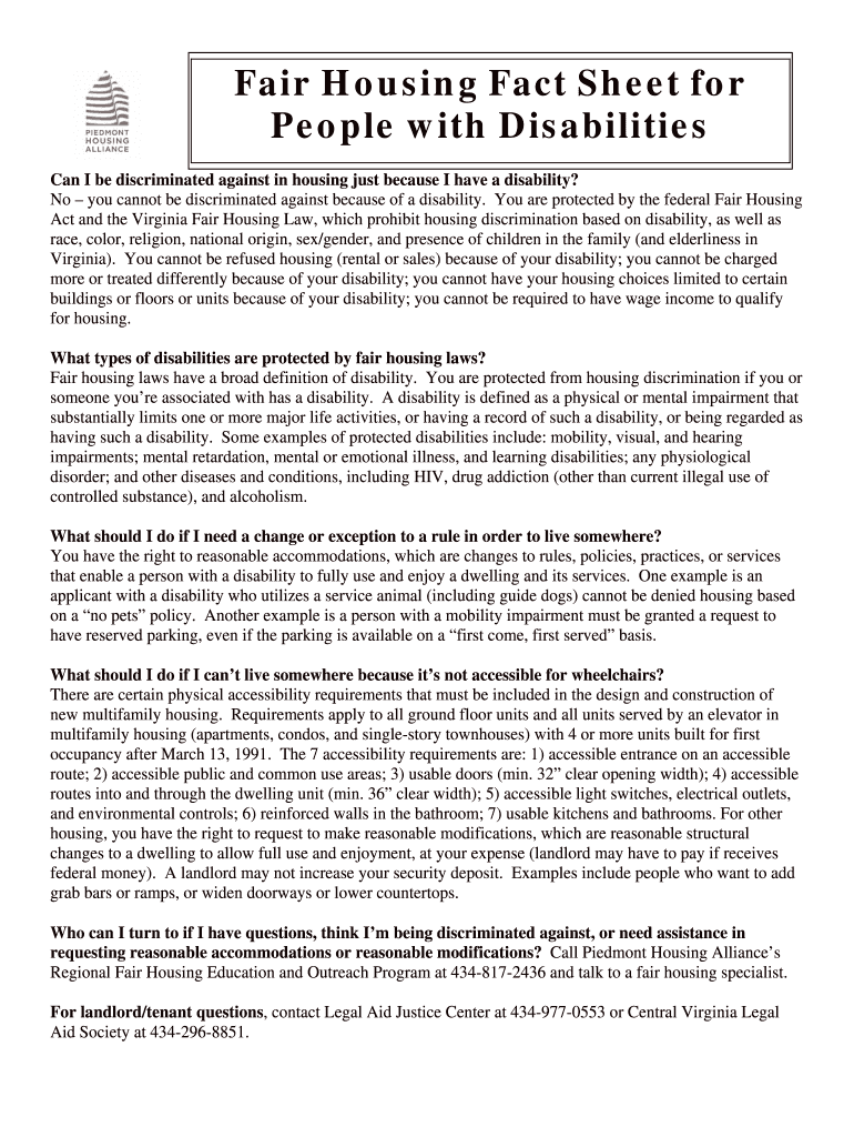 Fillable Online Fair Housing Fact Sheet for Fax Email Print - pdfFiller