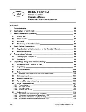 Fillable Online Electronic Precision Balances KERN FESFEJ - John Morris ...
