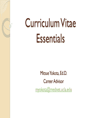 Fillable Online education medschool ucla CV 101 Fax Email Print - pdfFiller