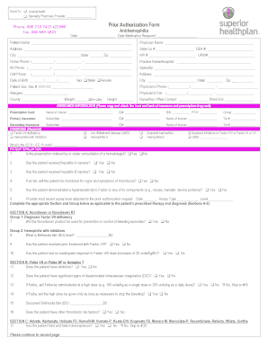 Fillable Online Prior Authorization bFormb - Superior HealthPlan Fax Email Print - pdfFiller