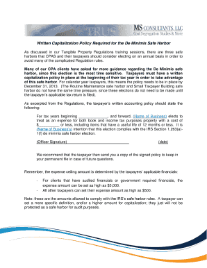 Fillable Online De Minimis Safe Harbor CPA Memopdf Fax Email Print ...