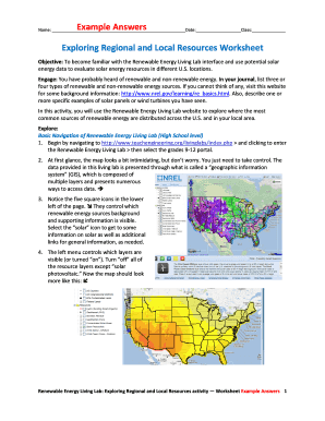 Fillable Online Exploring Regional and Local Resources Worksheet ...