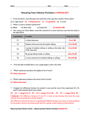 Fillable Online Measuring Noise Pollution Worksheet Answer Key pdf ...