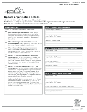 Fillable Online Update organisation details form - Blue Card Services ...