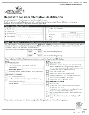 Fillable Online Request to consider alternative identification form ...