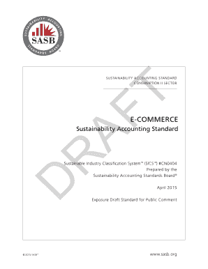 Fillable Online sasb E-COMMERCE - Sustainability Accounting Standards ...