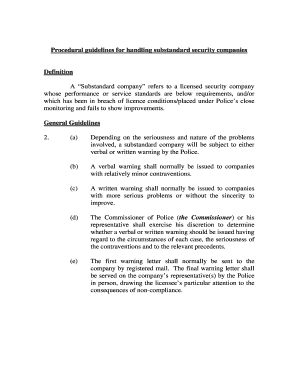 Fillable Online sb gov Procedural guidelines for handling substandard ...
